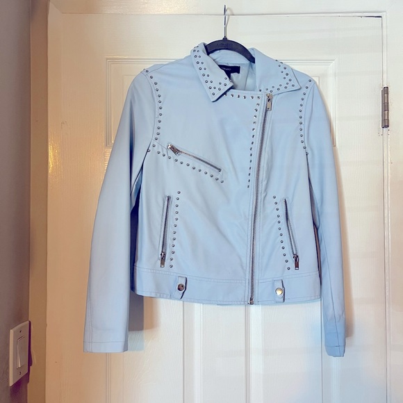 Forever 21 | Jackets & Coats | Forever 2 Baby Blue Vinyl Jacket With ...